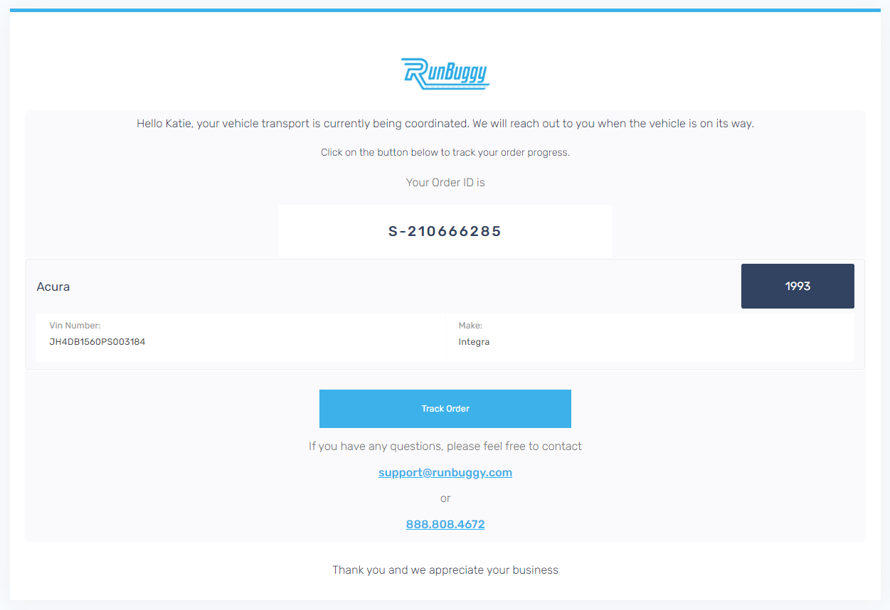 Article: Tracking an Order – RunBuggy