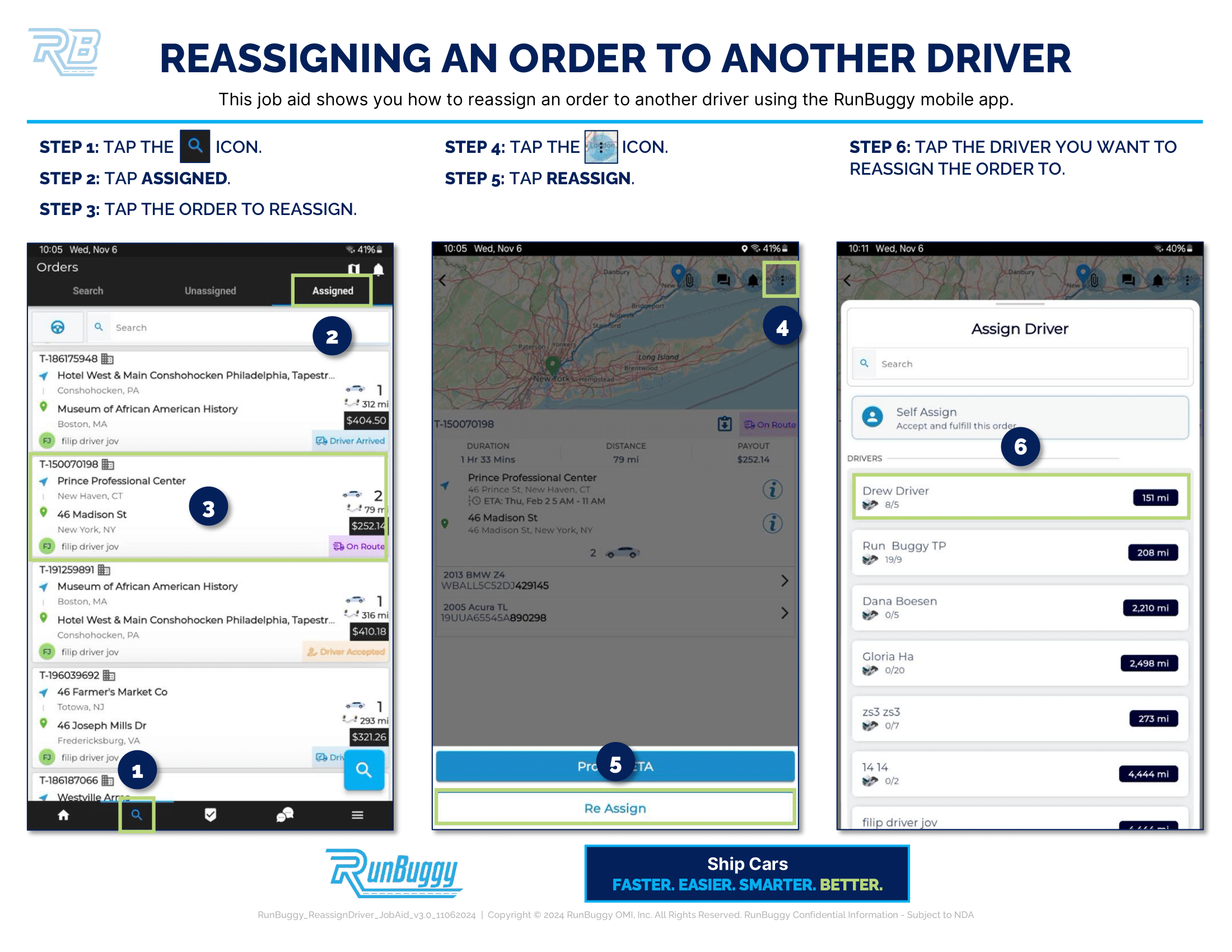 Video & Job Aid: Reassigning an Order to Another Driver (Mobile) – RunBuggy